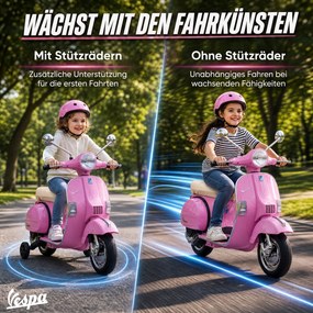 AIYAPLAY dětská elektrická Vespa PX150, Li-ion baterie, růžová