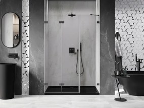 Mexen Lunar-F, skládací levé sprchové dveře 130 cm, 8mm čiré sklo, broušený grafit profil, 836S-130-050-66-00-L