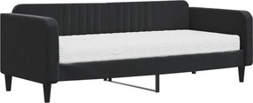 Válenda s matrací černá 90 x 200 cm samet 3197043