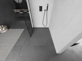 Mexen Kioto L, sprchová zástěna Walk-In 80 x 200 cm, 8mm čiré sklo černý vzor, ​​grafitový profil, 800-080-103-95-77