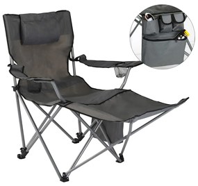 HI Luxusní kempingová židle s podnožkou antracitová - Default Title