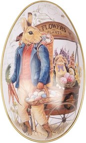 Modrá plechová dóza ve tvaru vajíčka s králíčkem Easter Egg - 7*11*7 cm