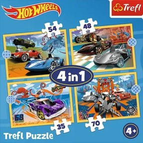 TREFL Puzzle Autíčka Hot Wheels 4v1 / 35, 48, 54, 70 dílků / 28,5 x 20