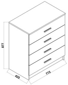 Šuplíková komoda Colin - dub kestína/šedá