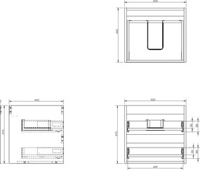 Mexen Orio, koupelnová skříňka 50 cm s umyvadlem Otis, 2 zásuvky, grafitová matná/bílá matná, 91A10-05047-2-BFF66-W18M01
