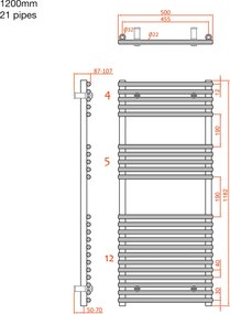 Sapho, DESERTO topné těleso 500x1200mm, chrom, 1801-12