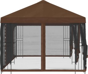 Altán s bočními stěnami 6 x 3 m Hnědá Polyester a ocel 190 gsm 3376005