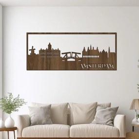 dřevo života Dřevěná dekorace na zeď AMSTERDAM Zvolte rozměr (cm): 60x24, Zvolte barvu dekoru: Ořech