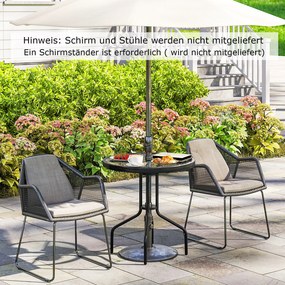 Costway Zahradní stůl s otvorem na deštník Bistro s deskou z tvrzeného skla