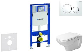 Geberit Duofix - Modul pro závěsné WC s tlačítkem Sigma20, bílá/lesklý chrom + Duravit D-Code - WC a sedátko, Rimless, SoftClose 111.300.00.5 NH4