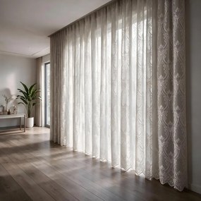 Voálová Luxusní vyšívaná záclona Versailles Cappuccino metráž Ervi 3634-18