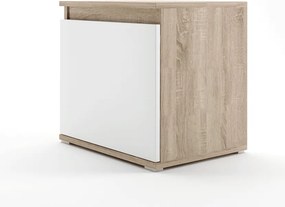 Eka Předsíňová stěna s čalouněnými panely Trinity 4 - Dub Artisan s černou / Světle béžová 2303