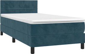 Box spring postel s matrací a LED tmavě modrá 90x190 cm samet 3134379