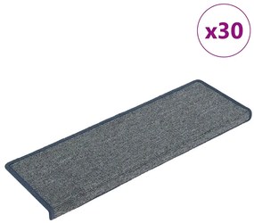 Schodové rohože 30 ks 65 x 21 x 4 cm světle šedé a modré s obdélníkovým okrajem 3365780