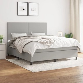 Box spring postel s matrací světle šedá 160 x 200 cm textil 3141625