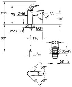 GROHE 24326001 - Umyvadlová baterie SWIFT DN 15 velikost M lesklý chrom