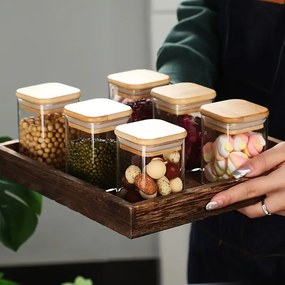 Orion Kořenka, skleněná hranatá s bambusovým víčkem, CUBE 200ml