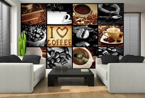 Fototapeta - I love coffee - koláž (254x184 cm)