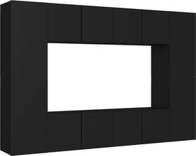 vidaXL 8dílný set TV skříněk dřevotříska [3078773] Barva: Černá
