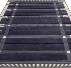 Tmavě modrý/béžový ručně tkaný vlněný koberec 160x230 cm – Asiatic Carpets
