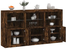 Příborník s LED osvětlením kouřový dub 181,5 x 37 x 100 cm 3209153