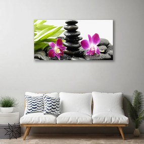 Obraz na plátně Kameny Zen Lázně Orchidej 140x70 cm