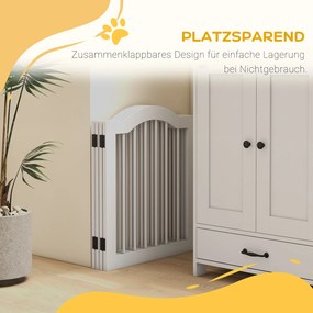 PawHut Psí Zábrana 4-Panel, 208 x 61 cm Skládací Psí Brána s Dveřmi, Ochranná Brána s 2 Podpěrami, Samostatná Zábrana pro Schody do Kuchyně, Chodby, …
