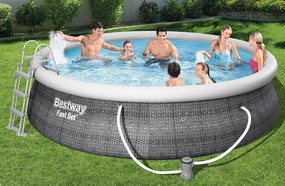 BESTWAY Fast Set Rattan Bazén 457 x 107 cm, kartušová filtrace 57372