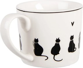 Bílý hrnek s kočkami a srdíčkem Dog&Cat - 12*8*7 cm / 275 ml