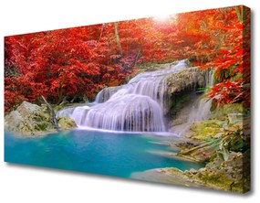 Obraz na plátně Podzimní Vodopád Les 120x60 cm