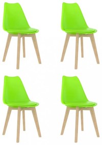 Jídelní židle 4 ks plast / umělá kůže / buk Dekorhome Zelená