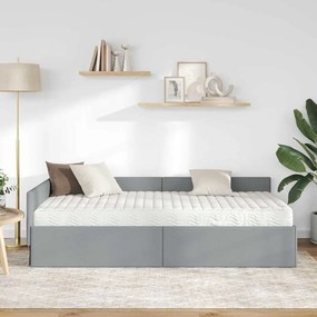Rohový rám postele s matrací Jiný 2 ks Světle šedá textil 3393597