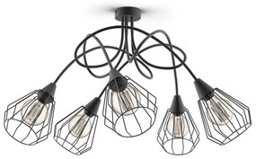 Light for home - Lustr přisazený ke stropu v skandinávském stylu 50255 "Seoul", 5x60W, E27, Černá