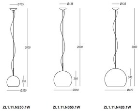 Lucis ZL1.11.N350.80 Nemesis, závěsné svítidlo z bílého skla s chromovou monturou, 1x100W E27, prům. 35cm
