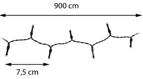 Vánoční světýlka 9 m/120 led studená bílá