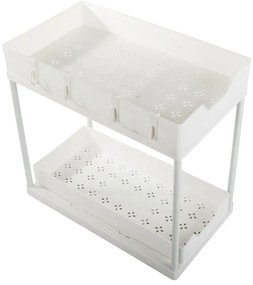 VERK GROUP Výsuvná polička se 2 šuplíky, bílý plast 36 x 40 x 22 cm SEAS