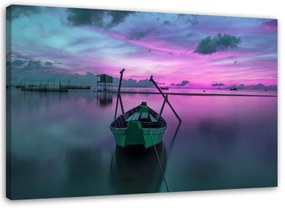 Obraz na plátně Loď na fialovém jezeře - 100x70 cm