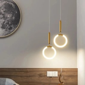 Toolight Toolight, LED závěsné svítidlo 20x40cm, 12W, 3000K, LHJ058-CP1, zlatá matná, OSW-50028