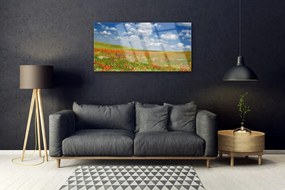 akrylový obraz Louka Květiny Krajina 100x50 cm