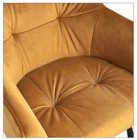 Designová barová židle s područkami Giuliana 100 cm hořčičný samet