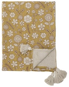 Bloomingville Přehoz z recyklované bavlny Camille 100x80 cm, žlutá barva, textil