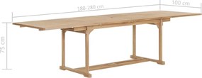 vidaXL Rozkládací zahradní stůl (180–280) x 100 x 75 cm masivní teak [44678]