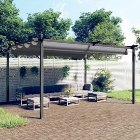 Zahradní altán se zatahovací střechou 4 x 3 m antracitový 318538
