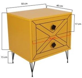 Noční stolek LUNA 55x50 cm žlutá