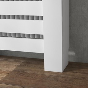 HOMCOM Kryt na radiátor, Radiátorová skříň, Horizontální mřížka, se zásuvkou, pro obývací pokoj, ložnici, chodbu, Dřevo, 78 x 19 x 95,5 cm, Bílá