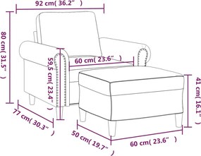 Křeslo s podnožkou vínové 60 cm samet 3201209