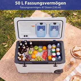 Costway Chladicí box 50 L Velký termobox z plastu s kolečky a madlem Izolovaný