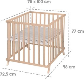 Dětská ohrádka z bukového dřeva s nastavitelnou výškou 75x100 cm v přírodní barvě Lil Planet – Roba