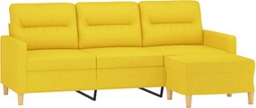 3místná pohovka s podnožkou světle žlutá 180 cm textil 3201078