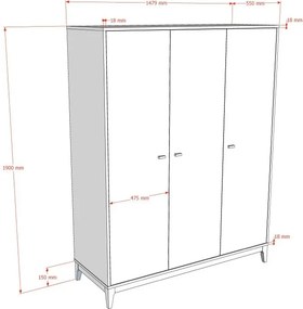 Šatní skříň v dekoru ořechu v tmavě přírodní barvě 148x190x55 cm Ilyas – Vipack